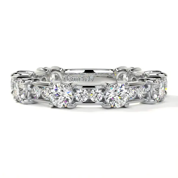 Three Fourth Eternity Diamond Round Channel And Four Prong Wedding Ring ...