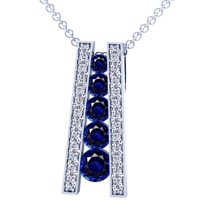 Round Sapphires And Diamonds Journey Pendant (0.65cttw)