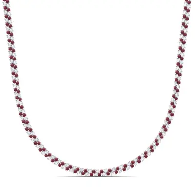 Slanted Ruby And Diamond Necklace (12.75cttw)