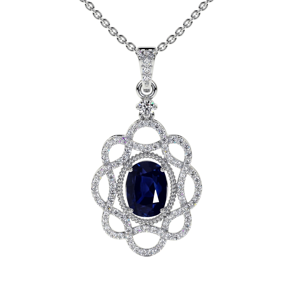 Cushion Blue Sapphire Designer Pendant (2.23cttw) AA Quality