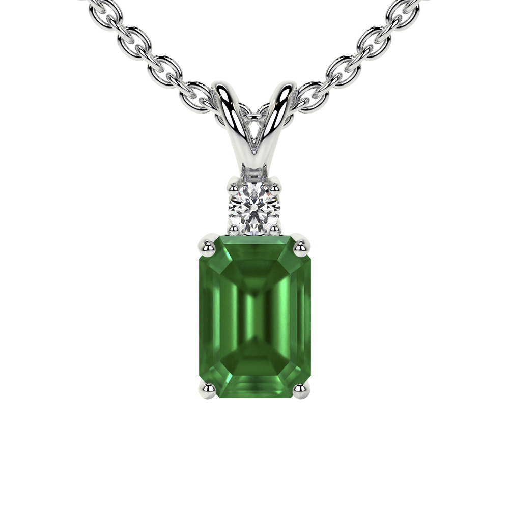 Emerald Cut Natural Emerald Pendant