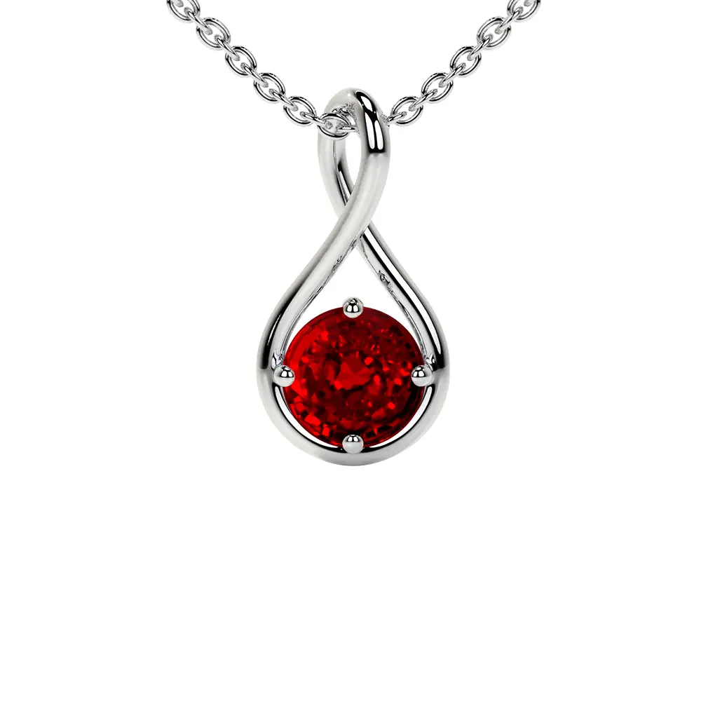 Round Ruby Solitaire Twist Pendant (0.65cts.) AAAA Quality
