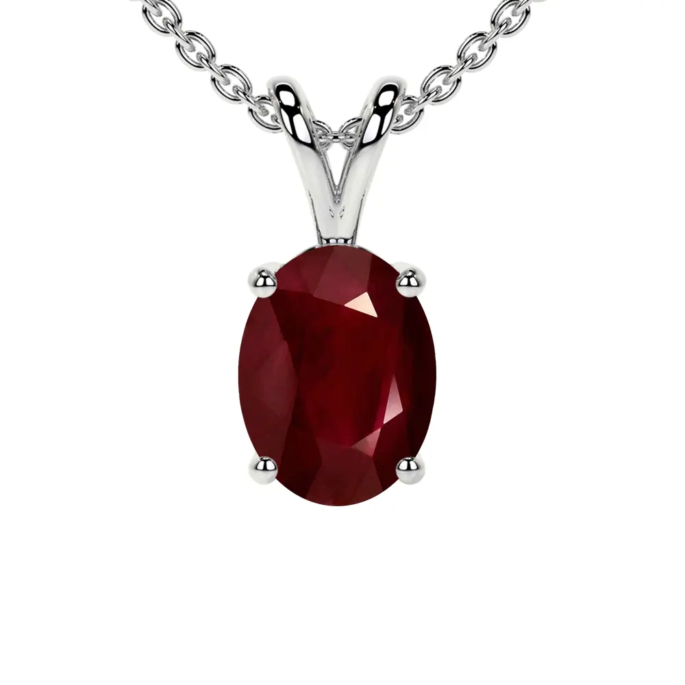 Oval Cut Ruby Solitaire Pendant (0.65cts.) AA Quality