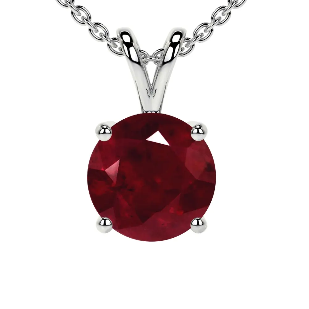 Round Ruby Solitaire Pendant (1.05cts.) AA Quality
