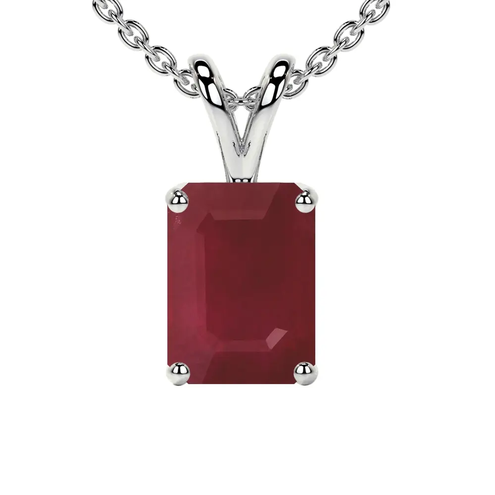 Emerald Cut Ruby Solitaire Pendant (1.75cts.) A Quality