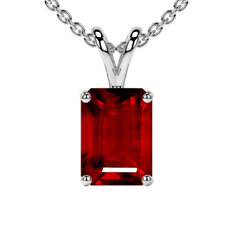 Emerald Cut Ruby Solitaire Pendant (1.75cts.) AAAA Quality