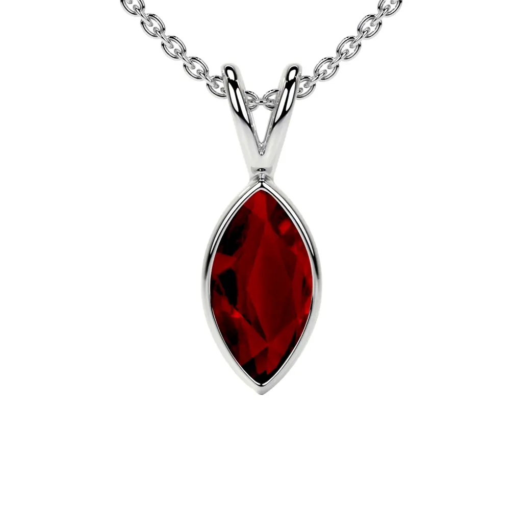 Marquise Ruby Solitaire Classic Bezel Pendant (0.70cts.) AAAA Quality