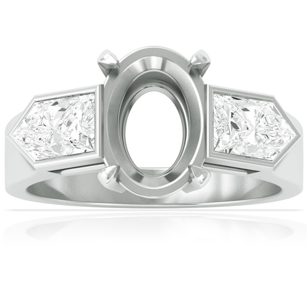 Three Stone Ring Setting With Bullet Cut Diamonds (0.80cttw) | GemsNY
