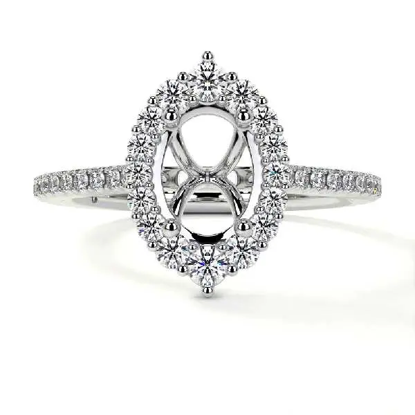 Round Graduated Halo Ring Setting with Round Diamonds in 14k White Gold ...