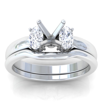 Prong Set Oval Cut Diamonds Three Stone Matching Set Setting (0.50cttw ...
