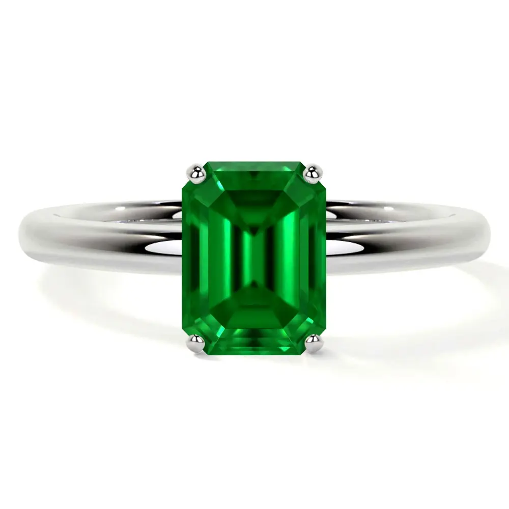 Lab Grown Emerald Emerald Cut Traditional Solitaire Ring (0.60cts.) in ...