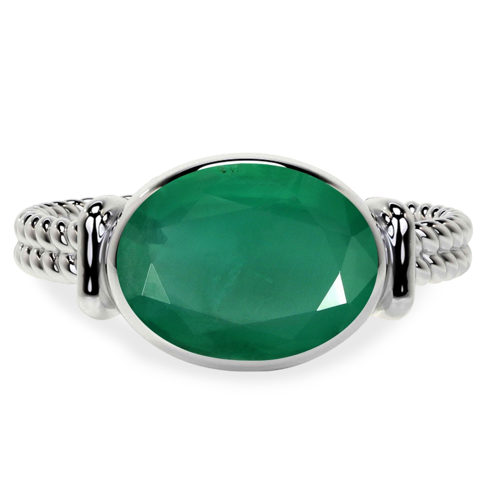 Oval Bezel Set Emerald Rope Ring(2.40cts.) A Quality