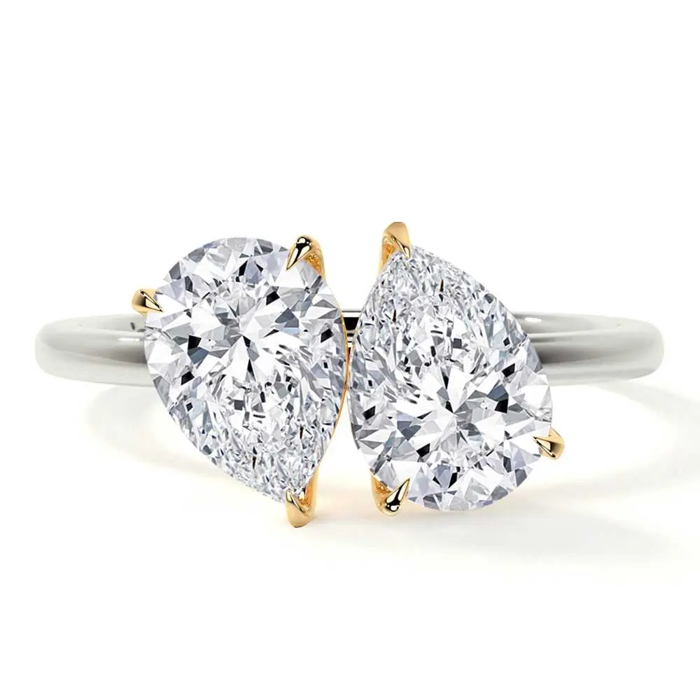 Lab Grown Diamond Pear Shape Prong Set Ring With Shape Diamonds (2 ...