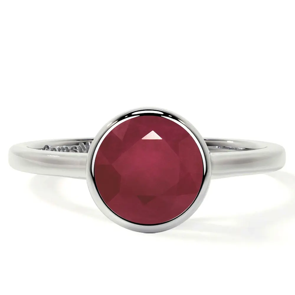 Bezel Set Round Ruby Solitaire Ring (1.55cts.) A Quality