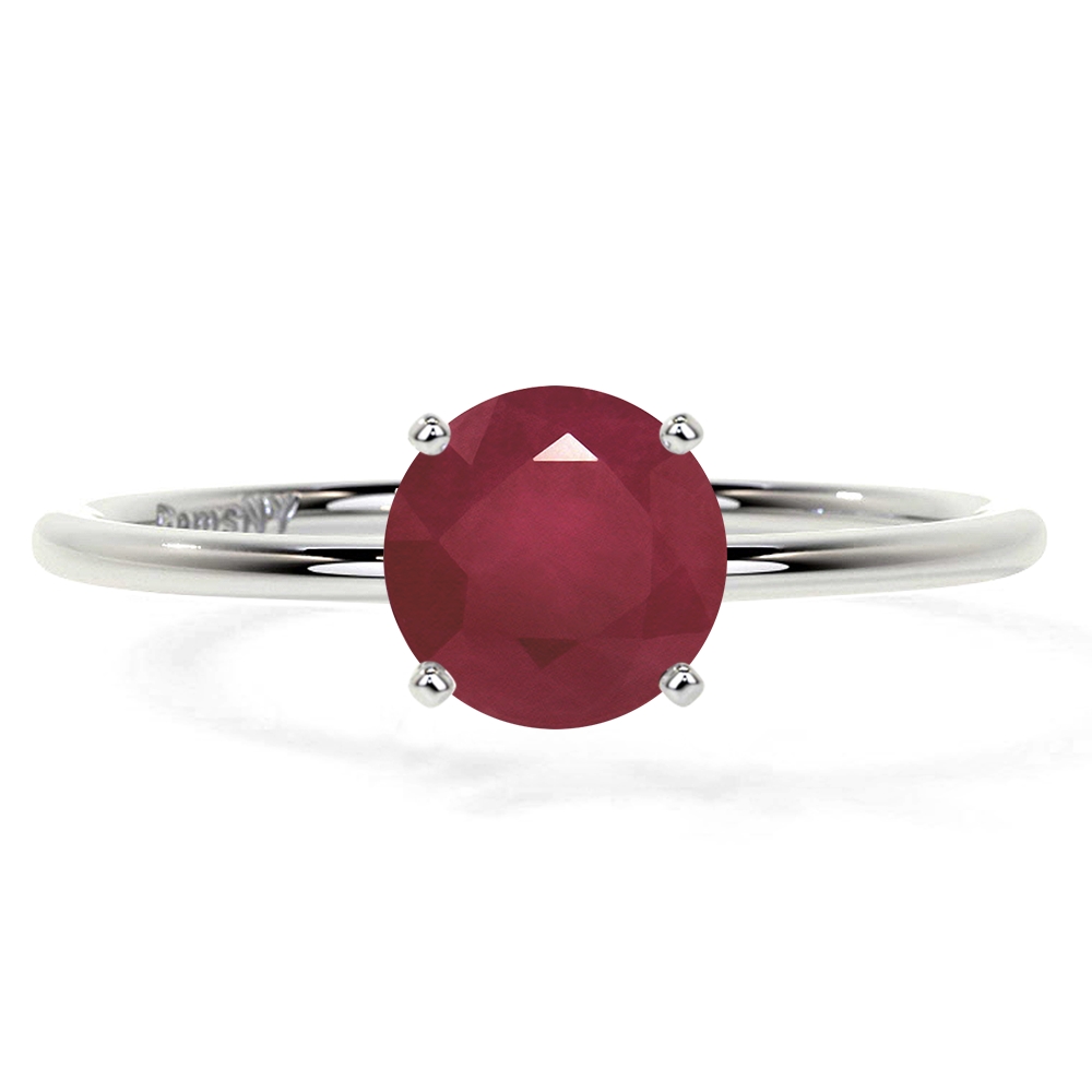 Dainty Round Four Prong Ruby Solitaire Ring (1.05cts.) A Quality