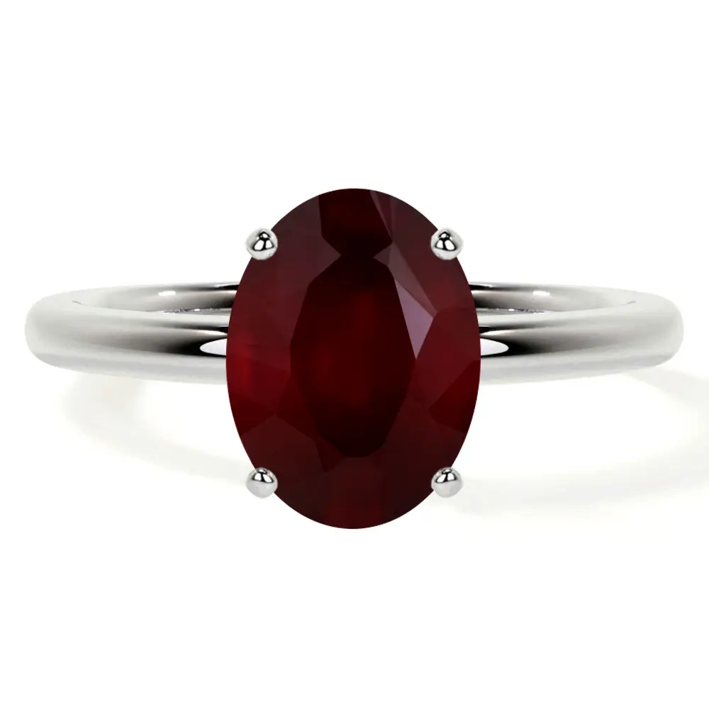 Traditional Oval Ruby Solitaire Ring (2.25cts.) AA Quality
