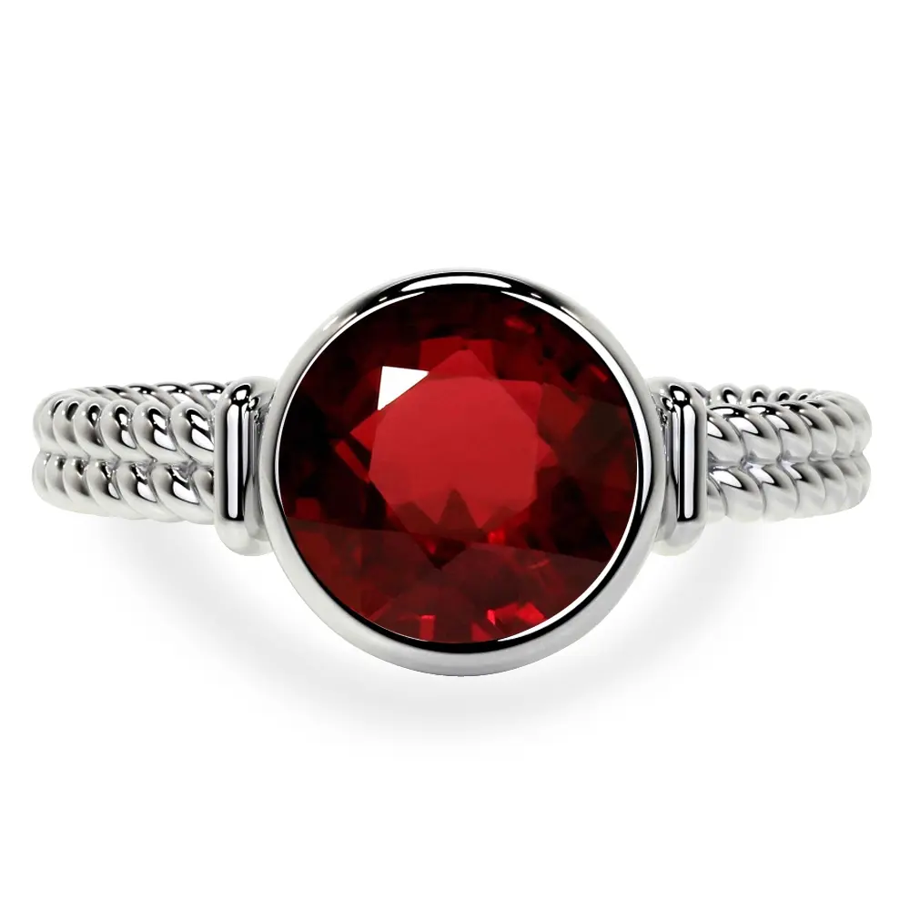 Round Bezel Set Ruby Rope Ring(1.55cts.) AAA Quality
