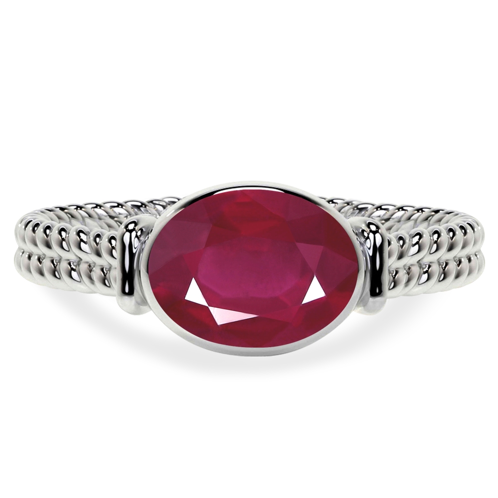 Oval Bezel Set Ruby Rope Ring(1.00cts.) A Quality