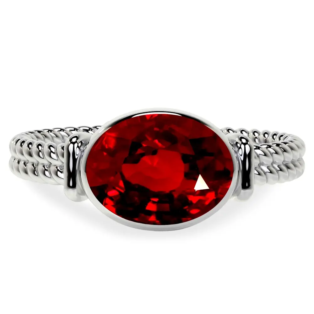 Oval Bezel Set Ruby Rope Ring(1.55cts.) AAAA Quality