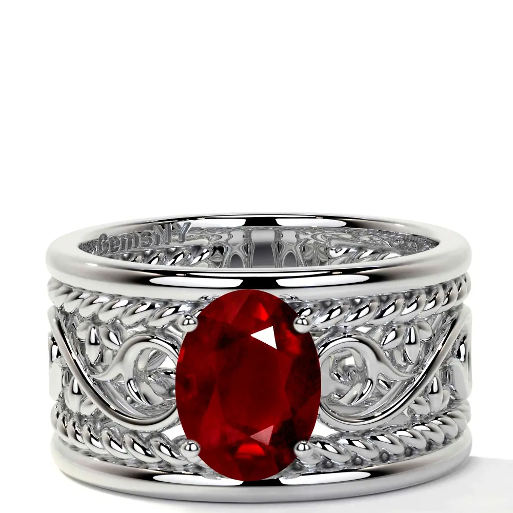Vintage Prong Set Oval Ruby Solitaire Ring(1.55cts.) AAA Quality