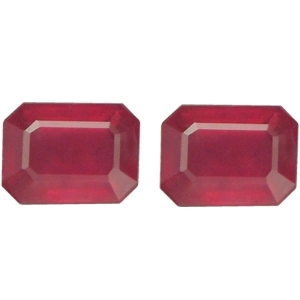 Composite 4.69 cttw. Emerald Cut Ruby Matched Pair, A Quality | GemsNY