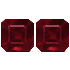 Composite 2.73 cttw. Emerald Cut Ruby Matched Pair