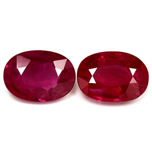 2.18 cttw. Ruby Oval Matched Pair