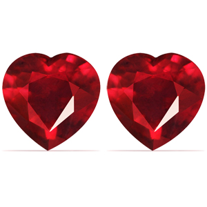 Composite 2.20 cttw. Ruby Heart Matched Pair