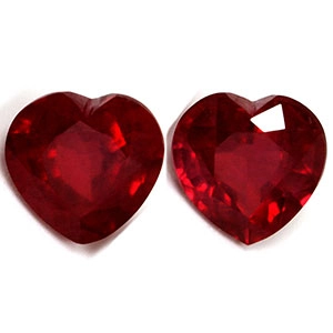 Composite 5.09 cttw. Ruby Heart Matched Pair, A Quality | GemsNY