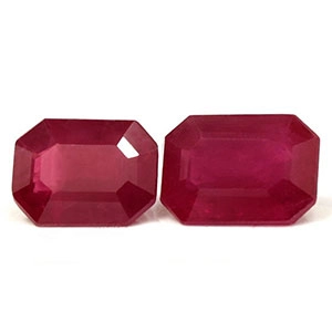 2.30 cttw. Emerald Cut Ruby Matched Pair, AA Quality | GemsNY