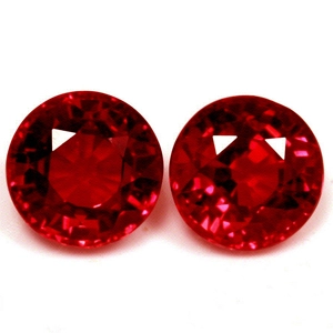 GIA Certified 2.82 cttw. Ruby Round Matched Pair | GemsNY