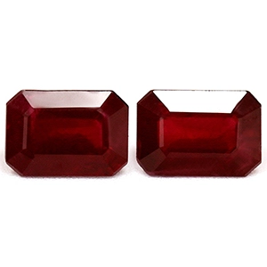 2.13 cttw. Emerald Cut Ruby Matched Pair, AAA Quality | GemsNY