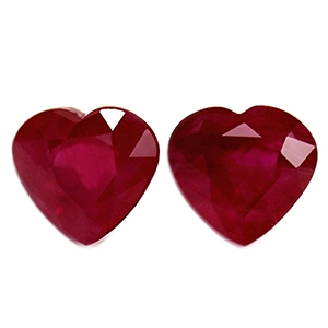 1.40 cttw. Ruby Heart Matched Pair