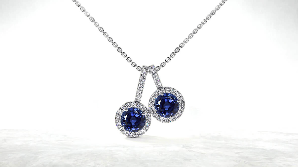 Create Your Own Sapphire Two Stone Pendant Necklace | GemsNY