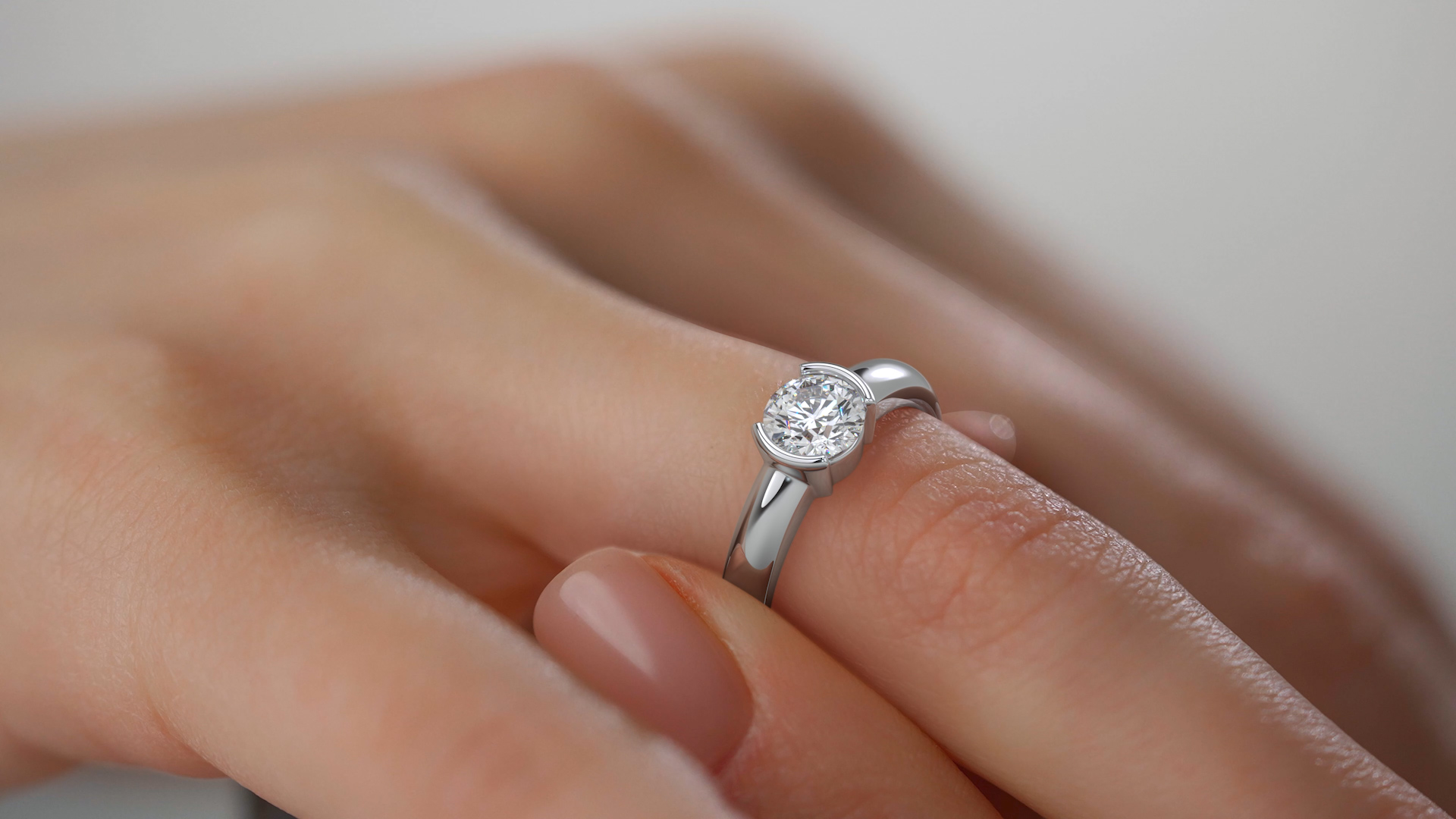 Half Bezel Set Solitaire Ring Setting | GemsNY